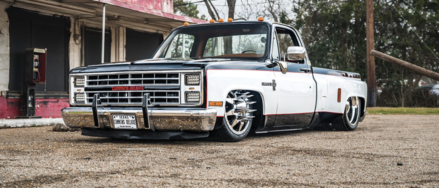 Slammed OBS dually with custom painted flames - Street Trucks
