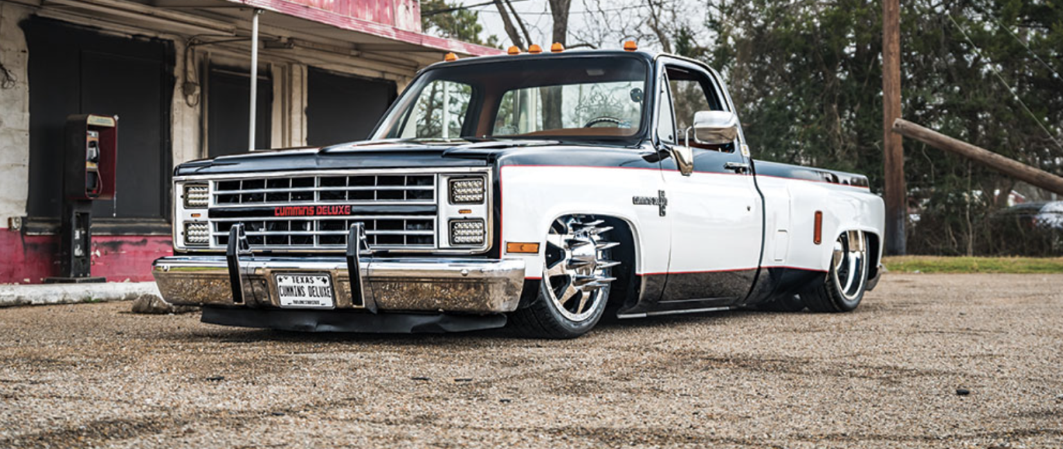 Slammed OBS dually with custom painted flames - Street Trucks